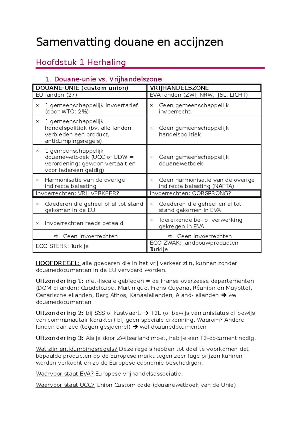 Samenvatting douane&accijnzen - Samenvatting douane en accijnzen ...