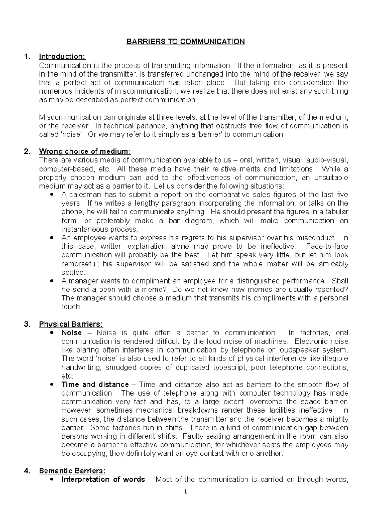 Barriers to Communication - BARRIERS TO COMMUNICATION Introduction ...