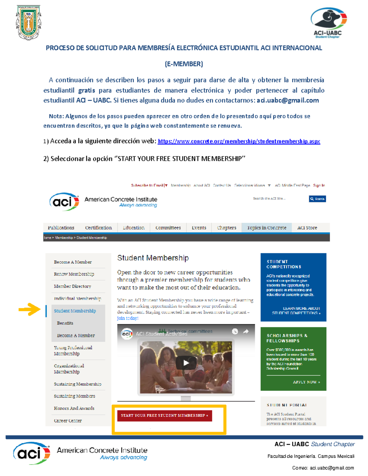 Guía para obtener membresia estudiantil. E-Member. PDF - ACI – UABC Student Chapter ...