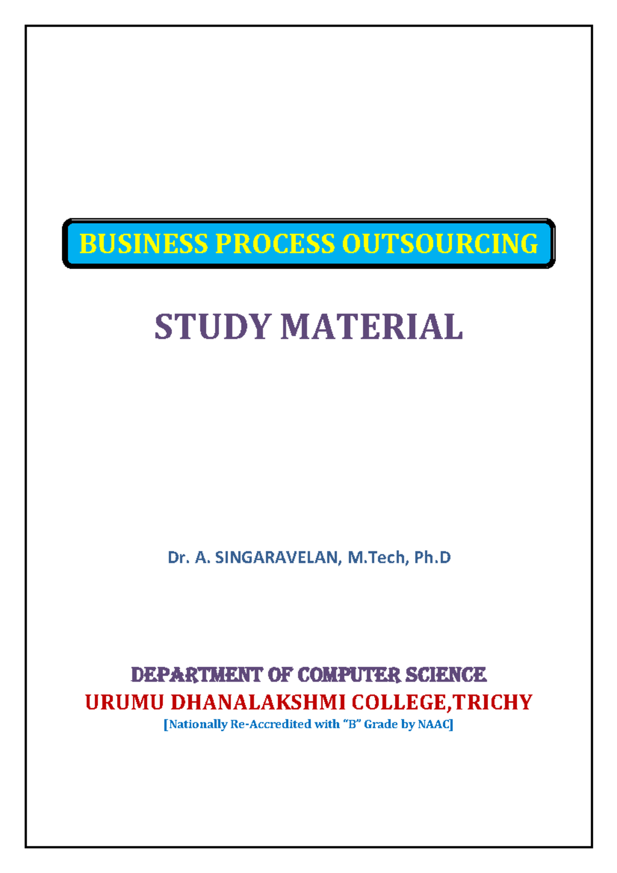UDC-BPO - FULL Notes - Author - Dr. A. Singaravelan BOOK TYPE ...