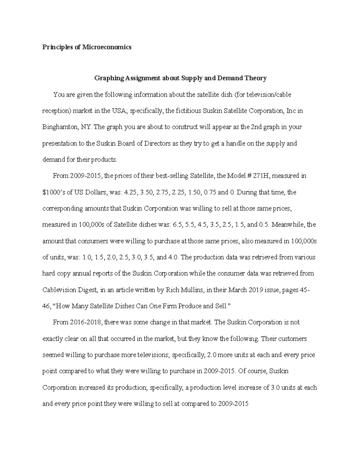 Principles of Microeconomics - Graphing Assignment about Supply and ...