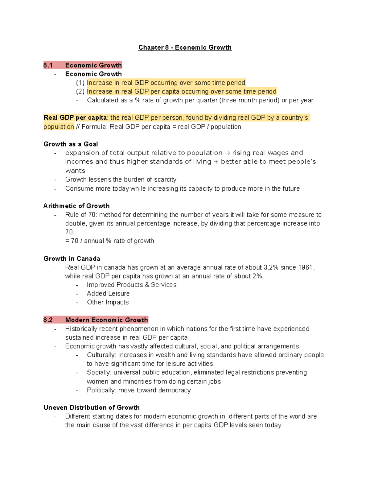 ECN 204 - Lecture 4 - Chapter 8 - Economic Growth 8 Economic Growth ...