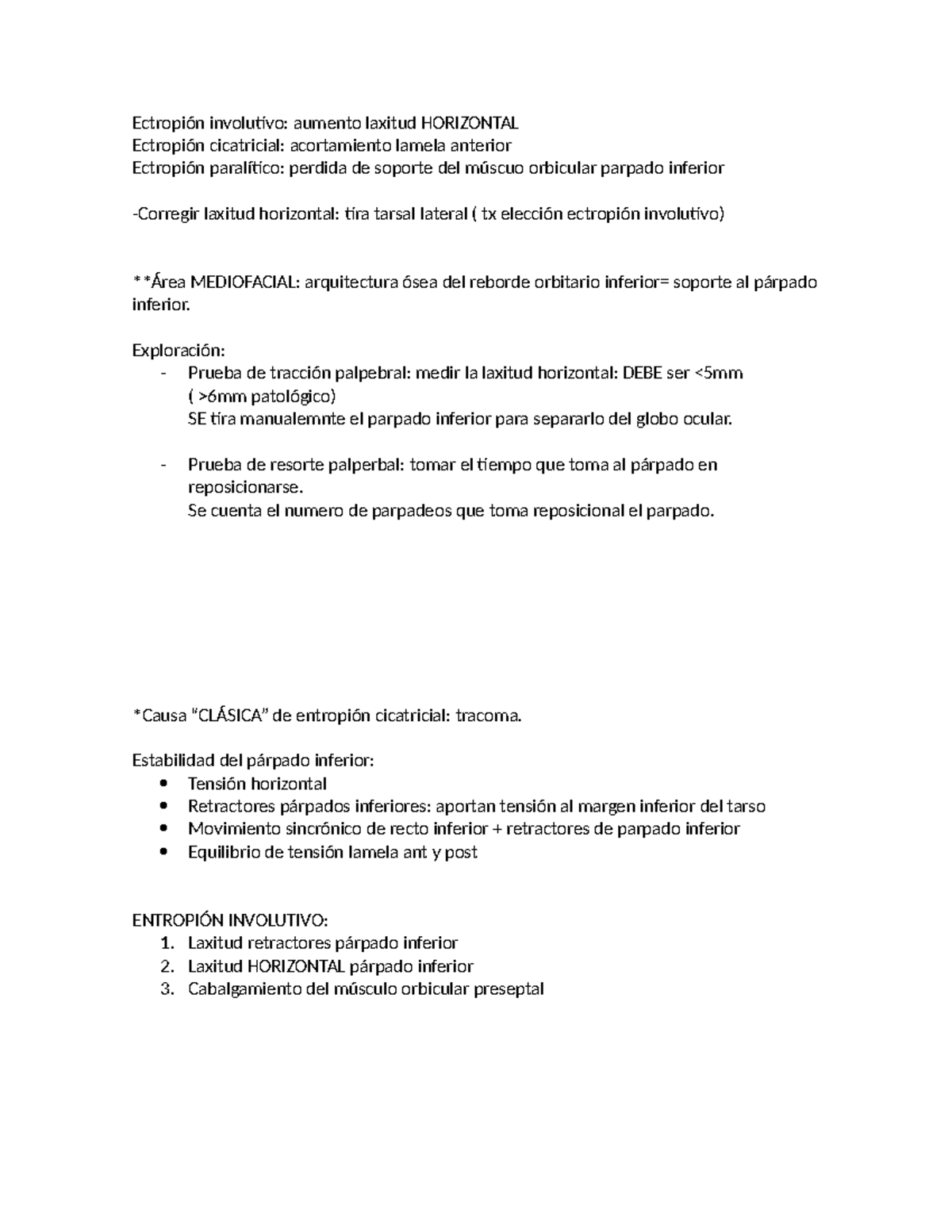 OCP Apuntes - Oculoplastica - Ectropión involutivo: aumento laxitud ...