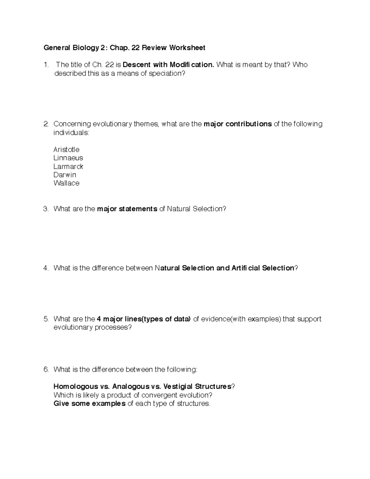 GB-2-Chap - Chapter 2 - General Biology 2: Chap. 22 Review Worksheet ...
