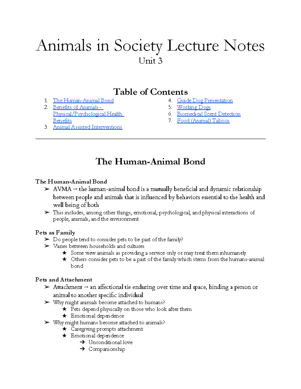 Animals in Society Lecture Notes - Unit 3 - Animals in Society Lecture ...