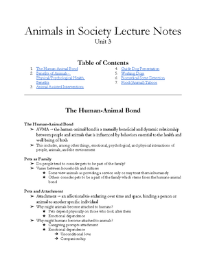 Animals in Society Lecture Notes - Unit 2 - Animals in Society Lecture ...