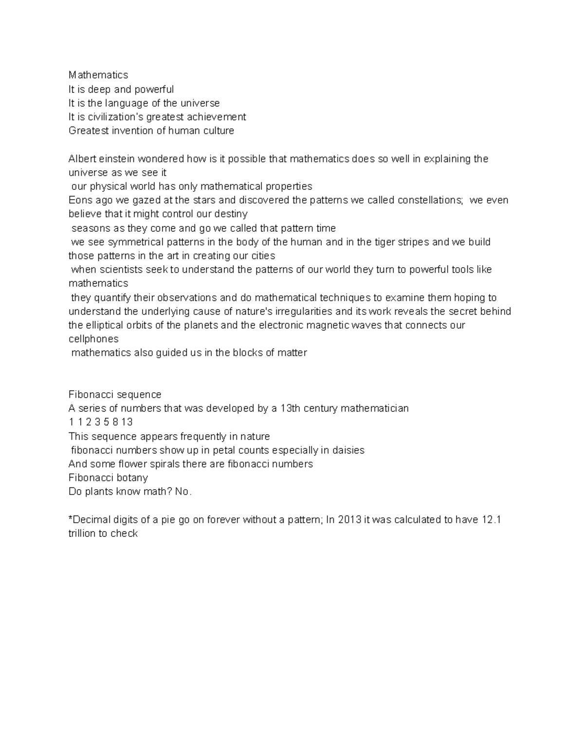 Math 1 - Mathematics notes and essays - Mathematics It is deep and ...