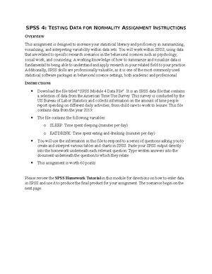 SPSS Homework Variability Assignment Instructions - SPSS HOMEWORK: VARIABILITY ASSIGNMENT - Studocu