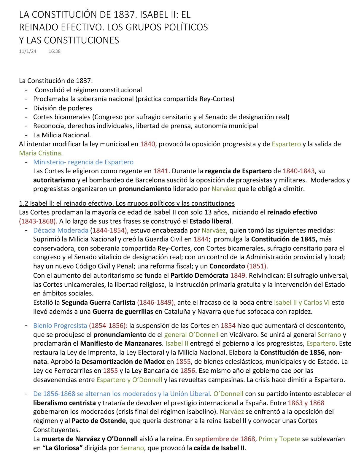 LA Constitución DE 1837. Isabel II EL Reinado Efectivo. LOS Grupos ...