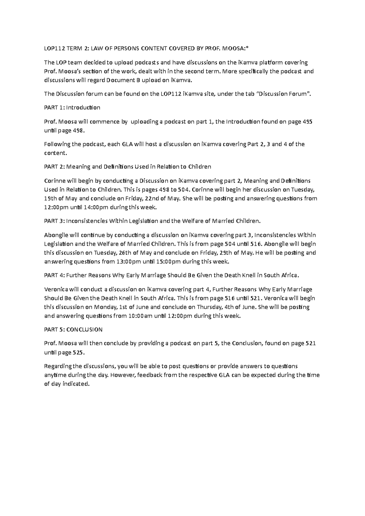 LOP112 TERM 2 prof moosa - LOP112 TERM 2: LAW OF PERSONS CONTENT ...