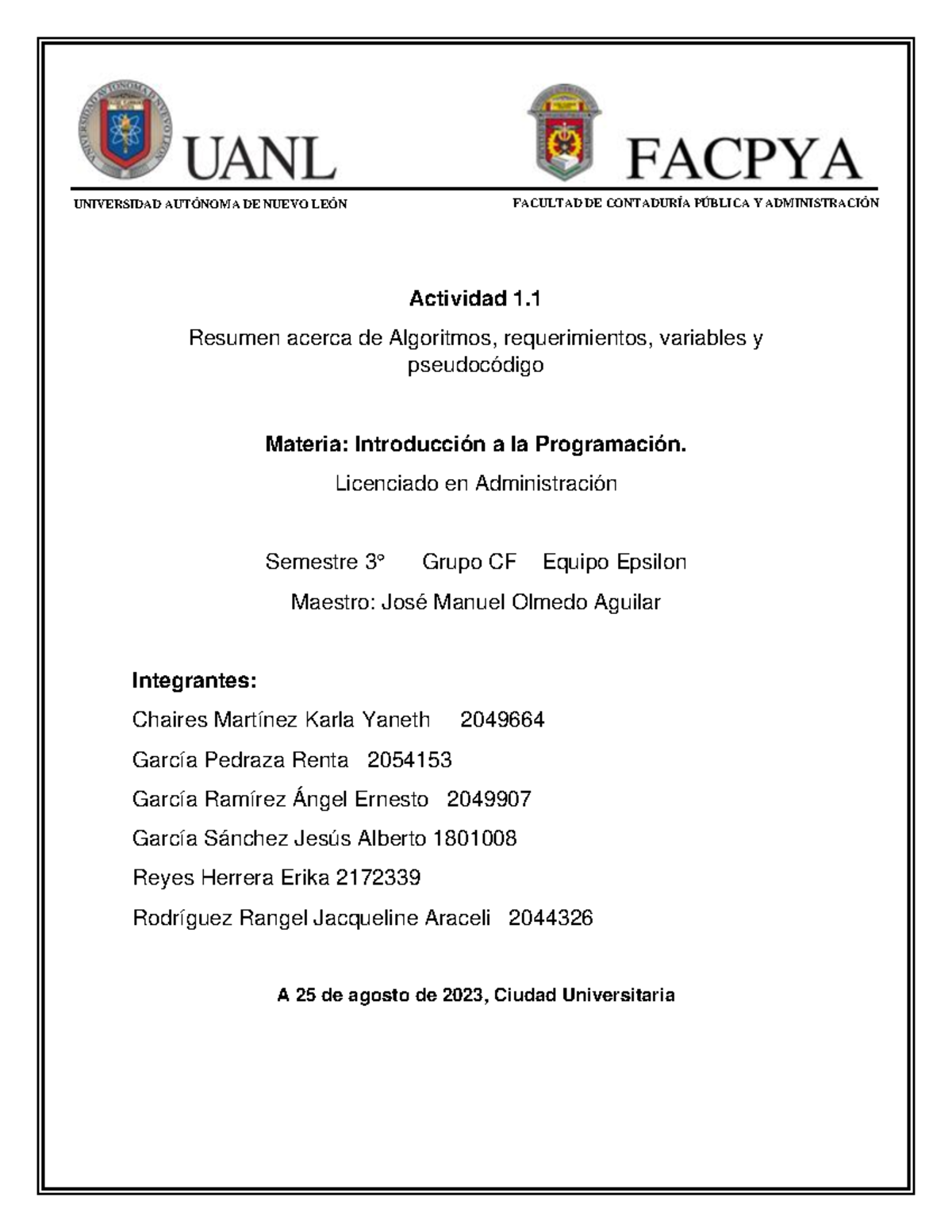 Evidencia 1 Programacion - Actividad 1. Resumen acerca de Algoritmos ...