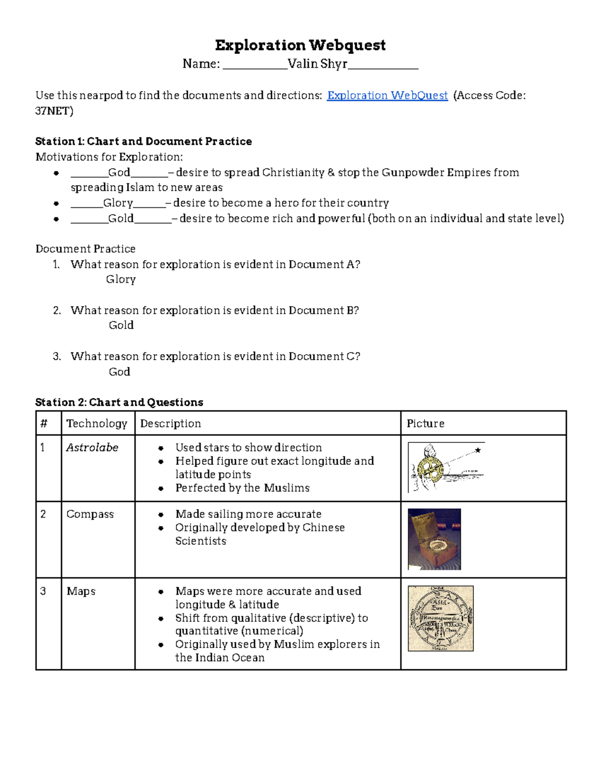 - Exploration Webquest - What reason for exploration is evident in ...