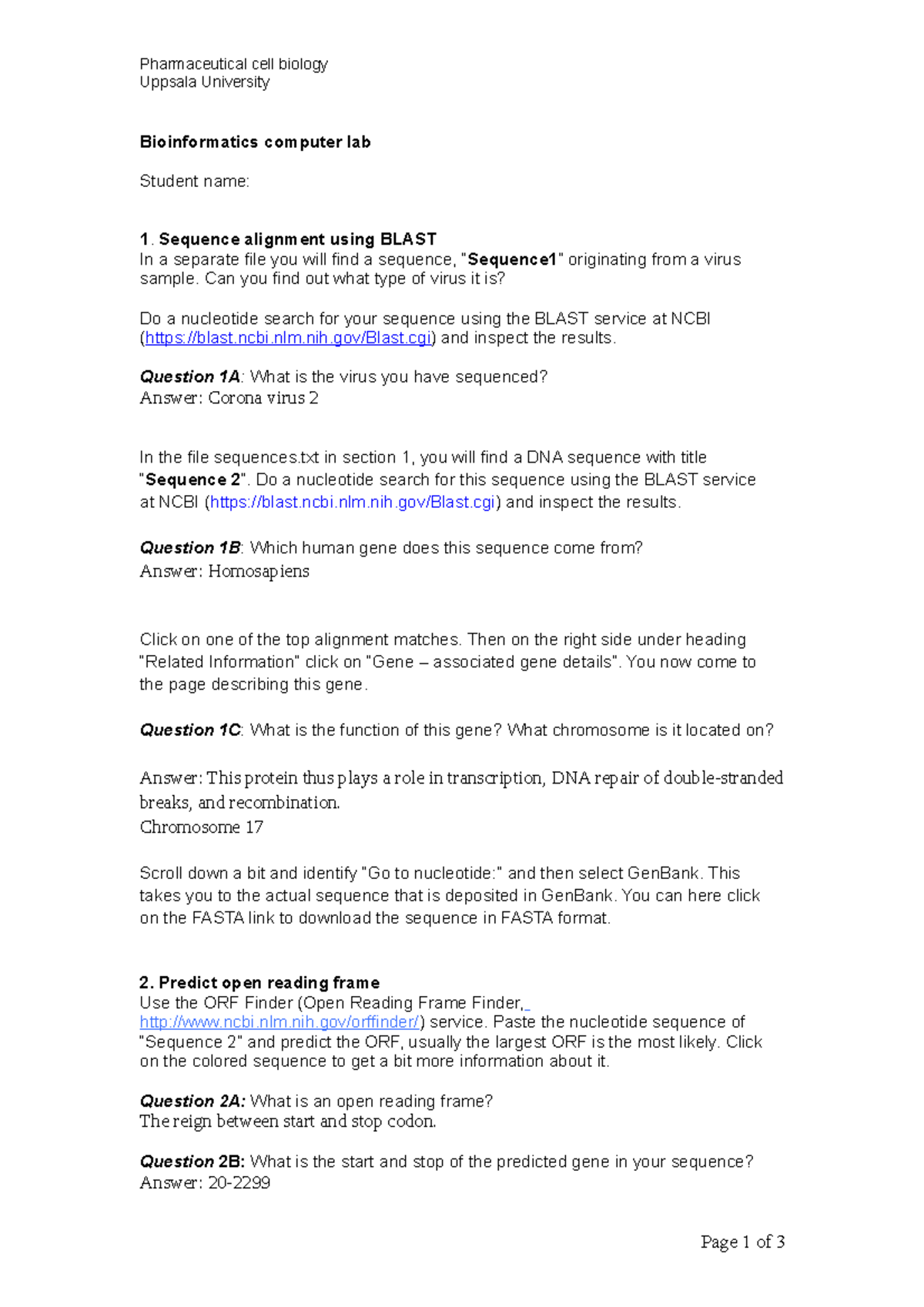 Lab-bioinformatics (2) - Pharmaceutical cell biology Uppsala University ...