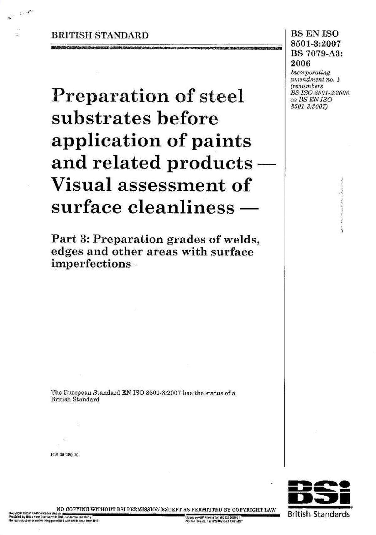 ISO 8501-3 - ISO 8501 STANDARD - BRITISH STANDARD BS EN ISO BS 2006 ...