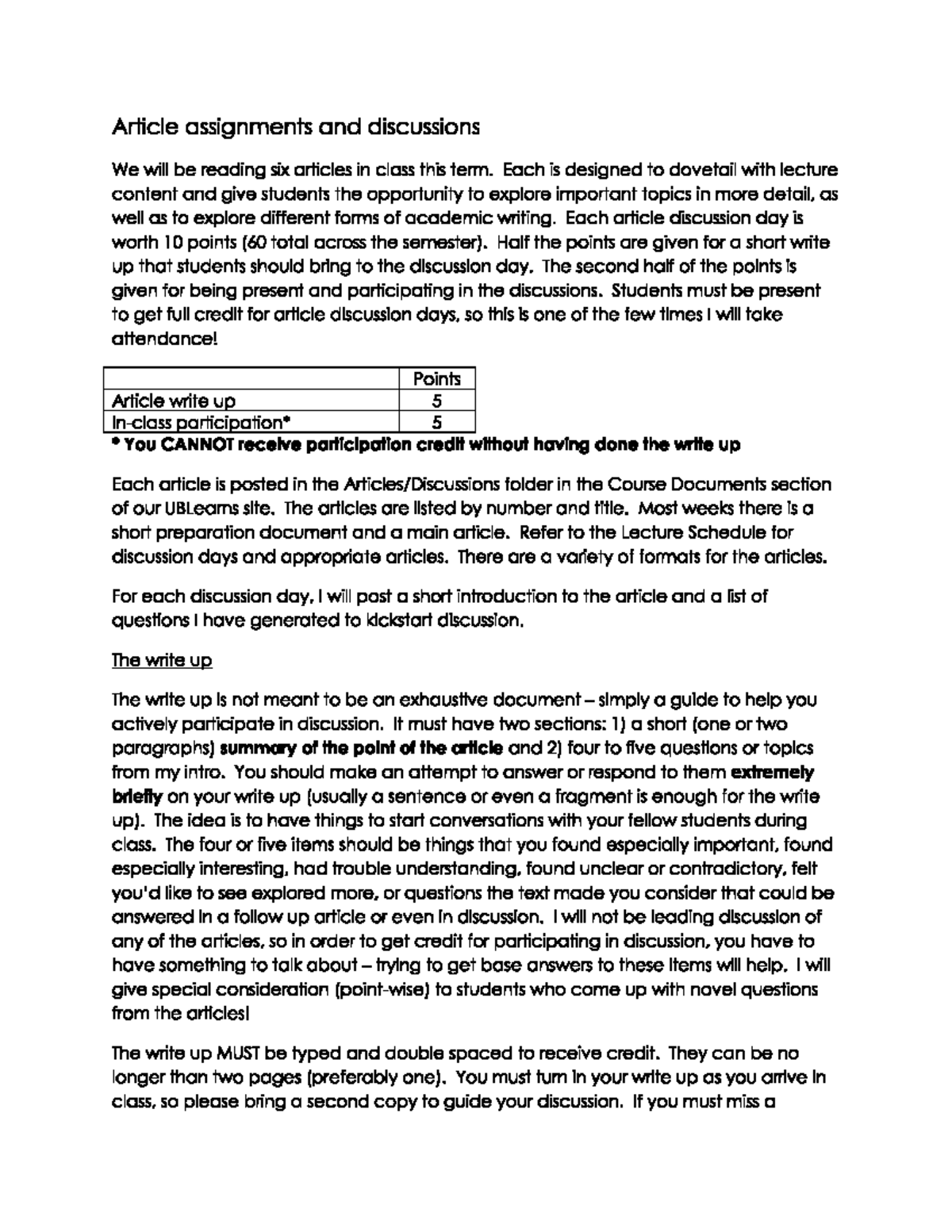 BIO337 Article Assignment and Discussions - ArTicle assignmenTs and ...