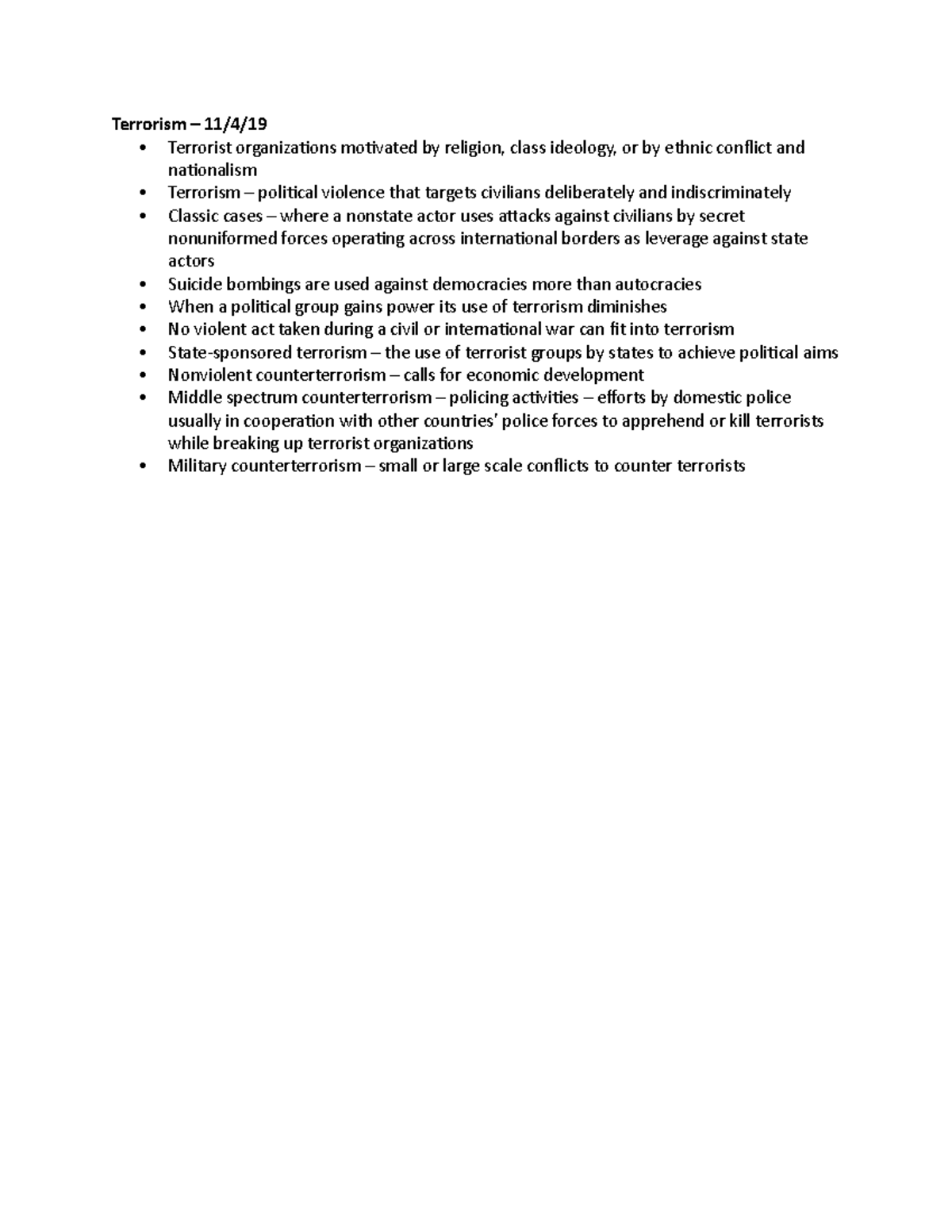 Terrorism - Studocu