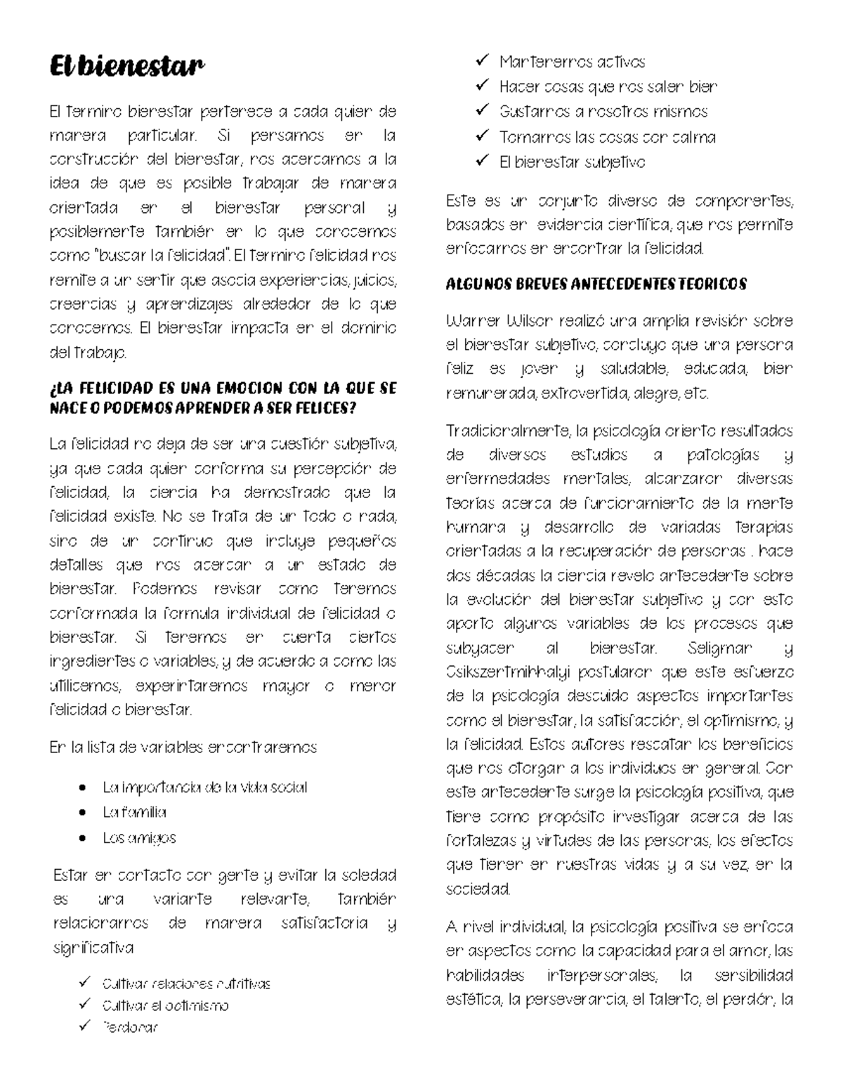 El bienestar MODULO 3 CAPITULO 1 - El bienestar El termino bienestar ...
