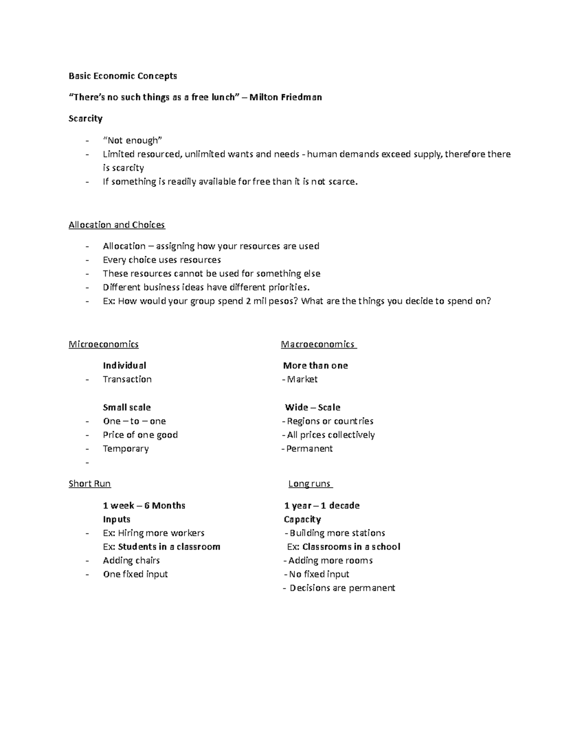 Basic Economic Concepts - Basic Economic Concepts “There’s no such ...