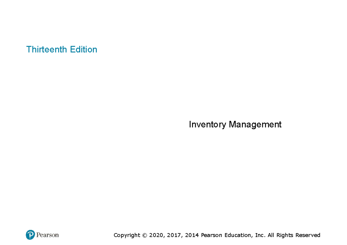 Inventory - material - Thirteenth Edition Inventory Management Outline ...