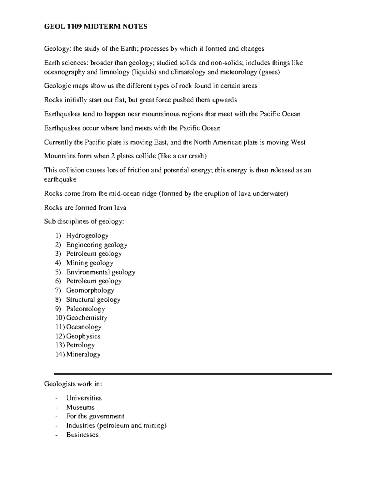 Part I and II - Geology Midterm Notes - Introduction to Geology ...