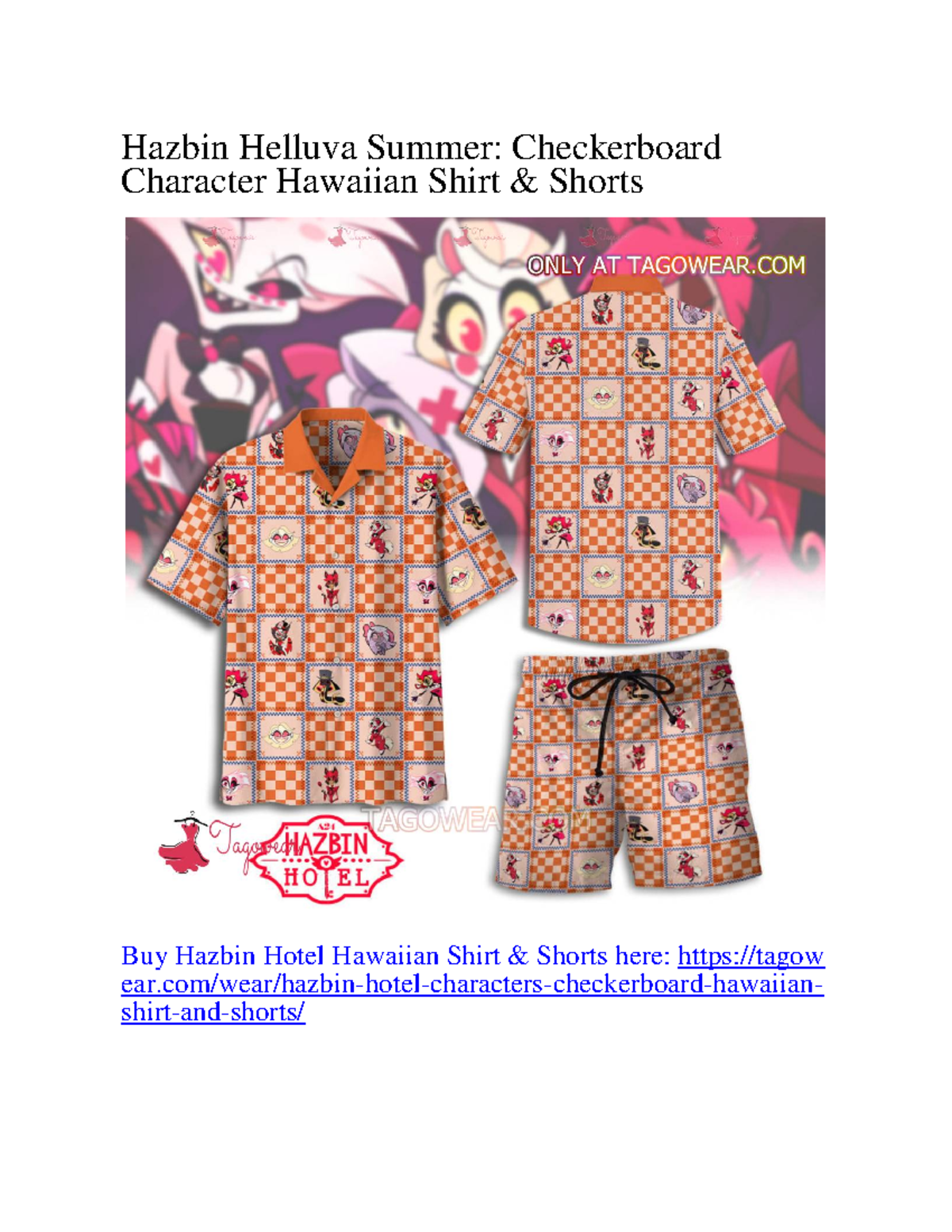 Hazbin Helluva Summer Checkerboard Character Hawaiian Shirt Shorts ...