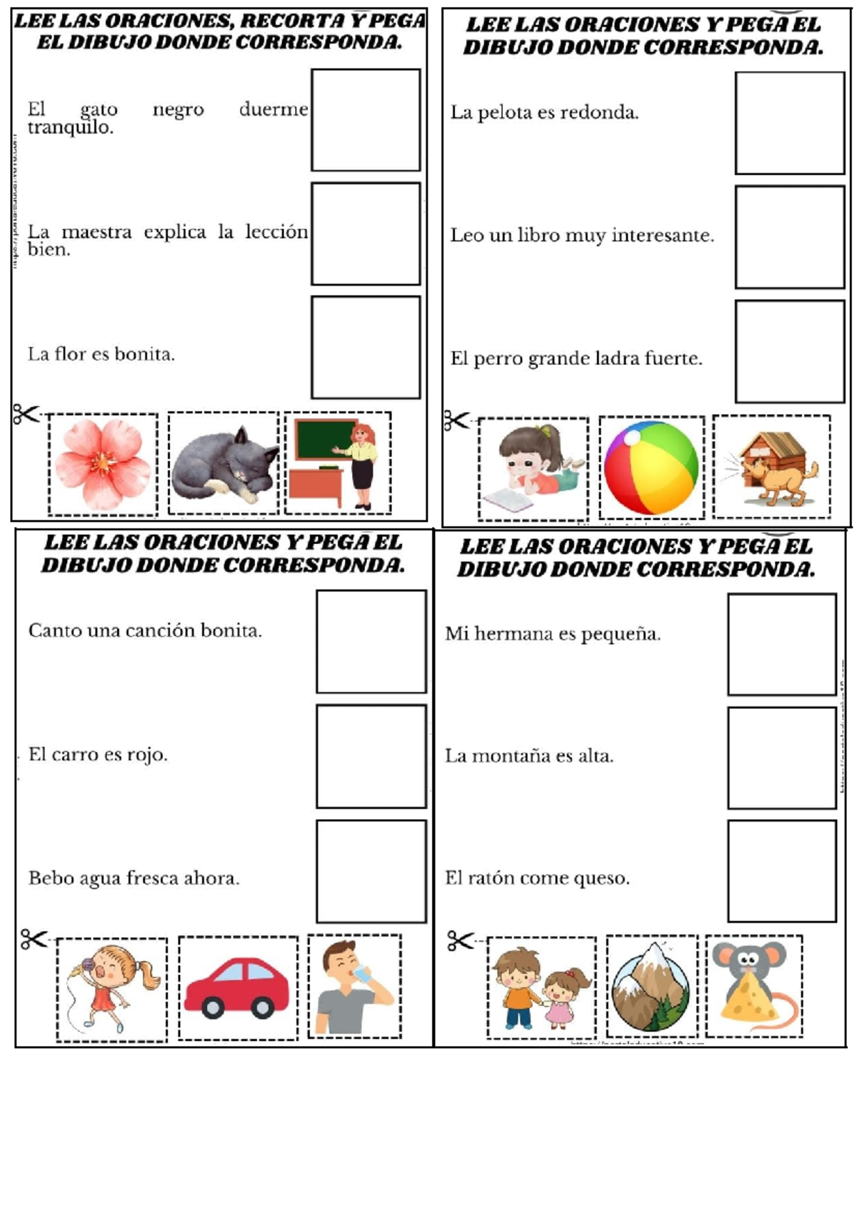 Lectura 2 - LEE LAS ORACIONES, RECORTA Y PEGA LEE LAS ORACIONES YPEGA ...