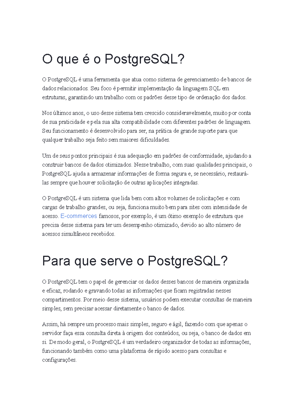 Postgre SQL - O que é o PostgreSQL? O PostgreSQL é uma ferramenta que ...