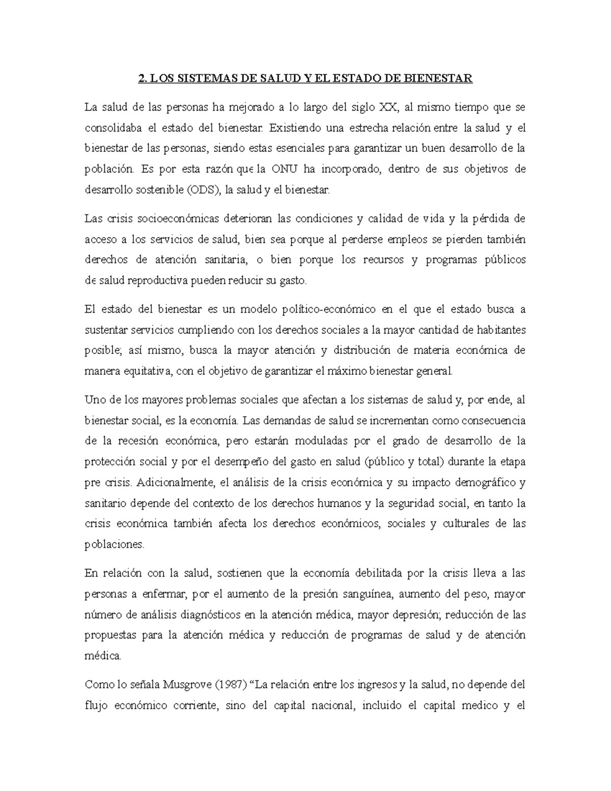 Sistemas de salud y estado de bienestar - 2. LOS SISTEMAS DE SALUD Y EL ...