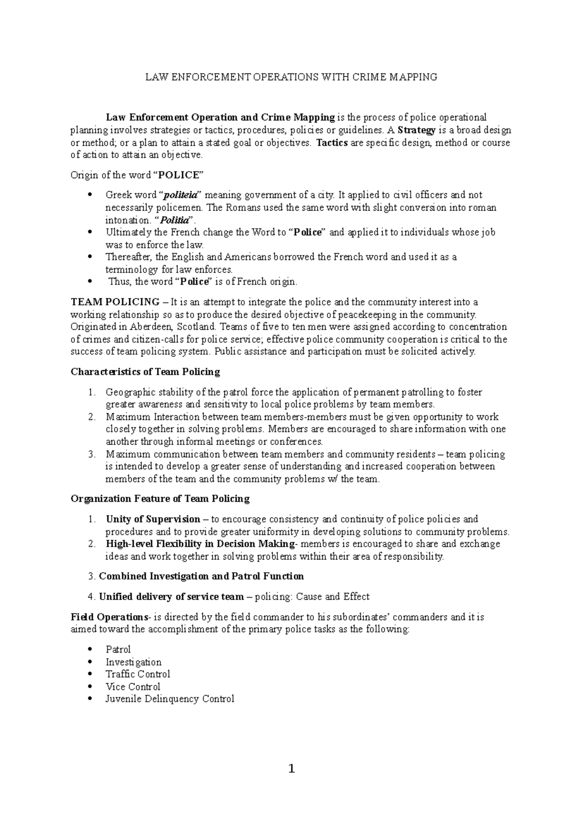 LEA-4 - lecturenotes - LAW ENFORCEMENT OPERATIONS WITH CRIME MAPPING ...