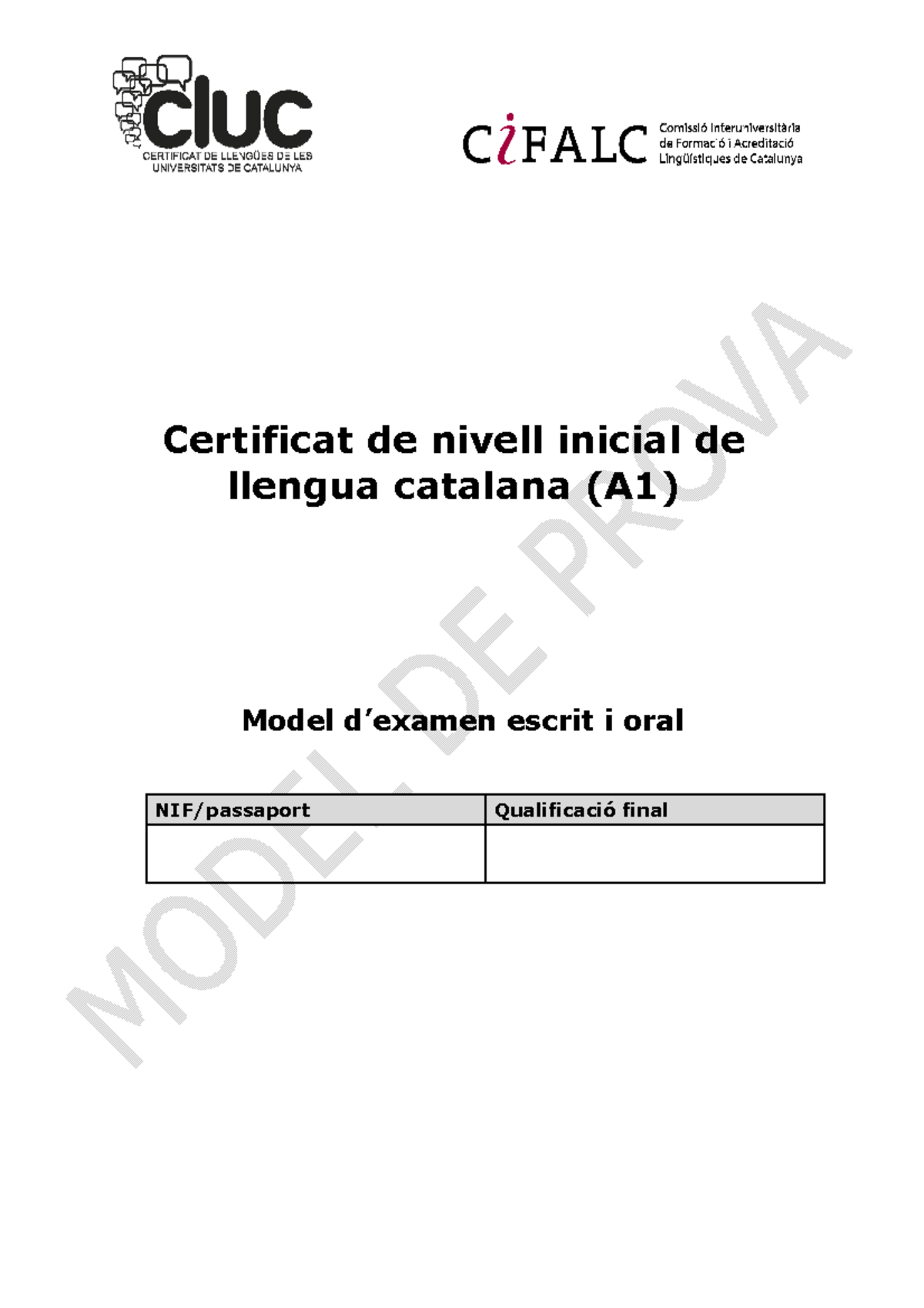 A1 Cifalc model-examen-web 2022 - Certificat de nivell inicial llengua ...