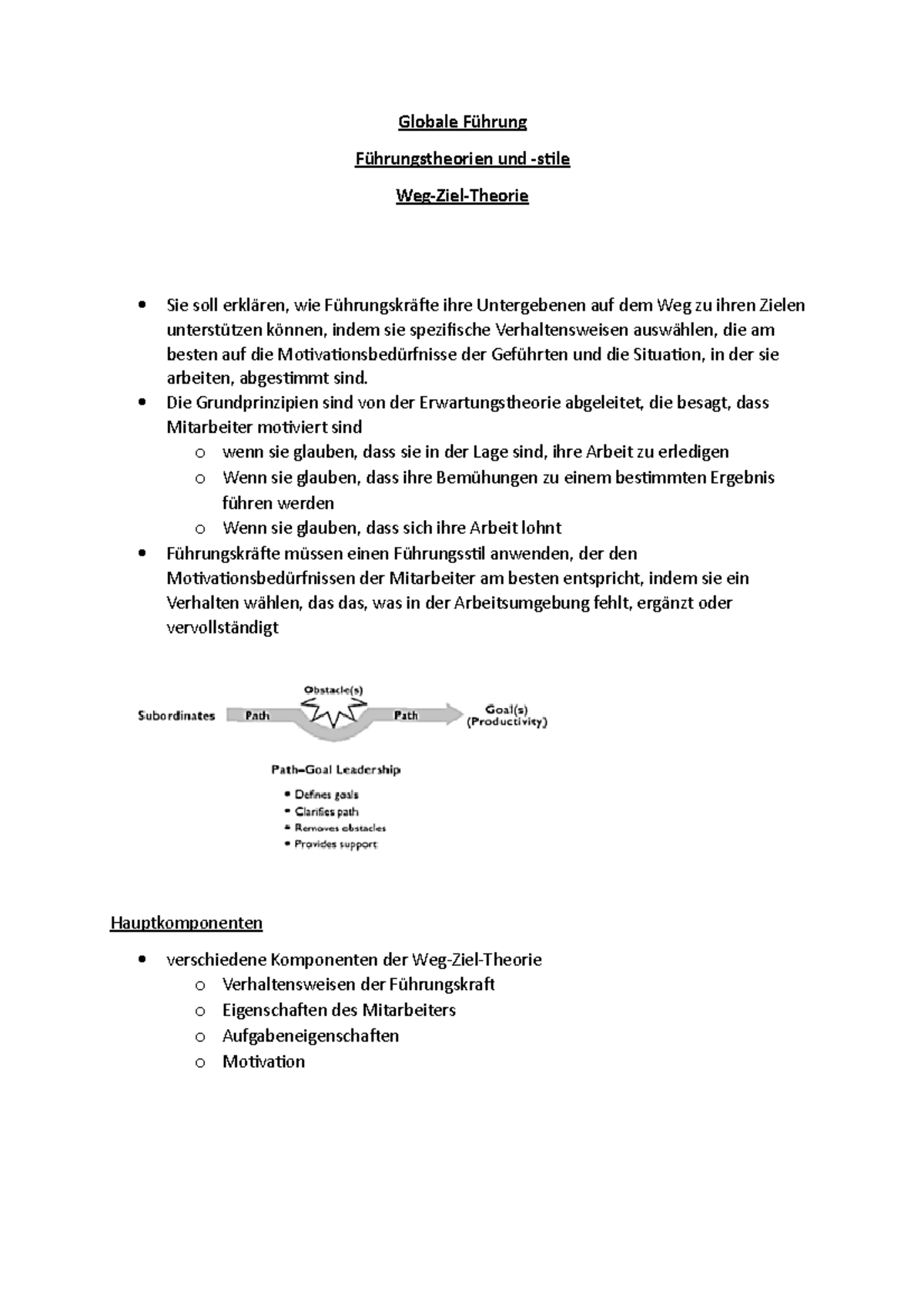 Weg-Ziel-Theory global leadership - Globale Führung Führungstheorien ...