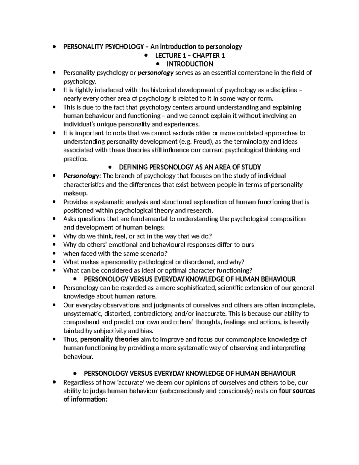 Personality Psychology Summaries - PERSONALITY PSYCHOLOGY – An ...