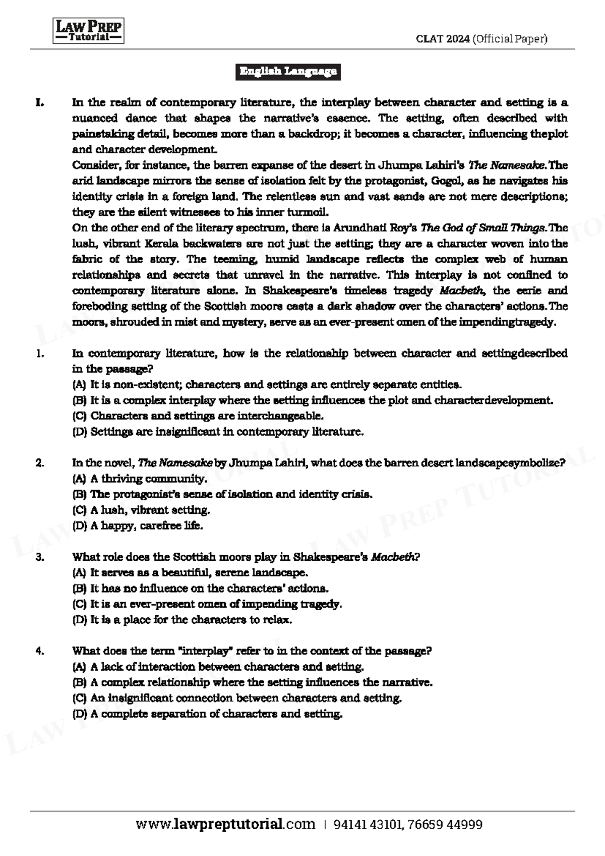 CLAT 2024 - Dada - L AW P REP T UTORIAL L AW P REP T UTORIAL L AW P REP ...