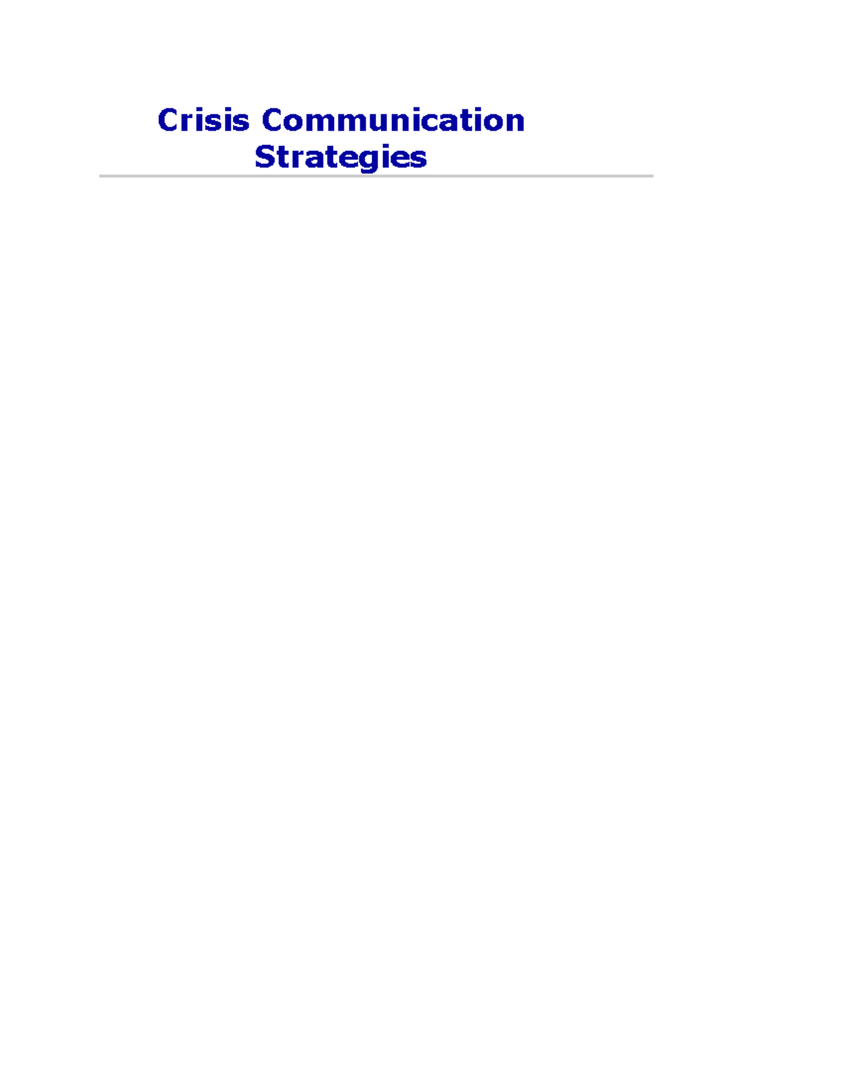 Crisis Communication Strategies - Crisis Communication Strategies ...