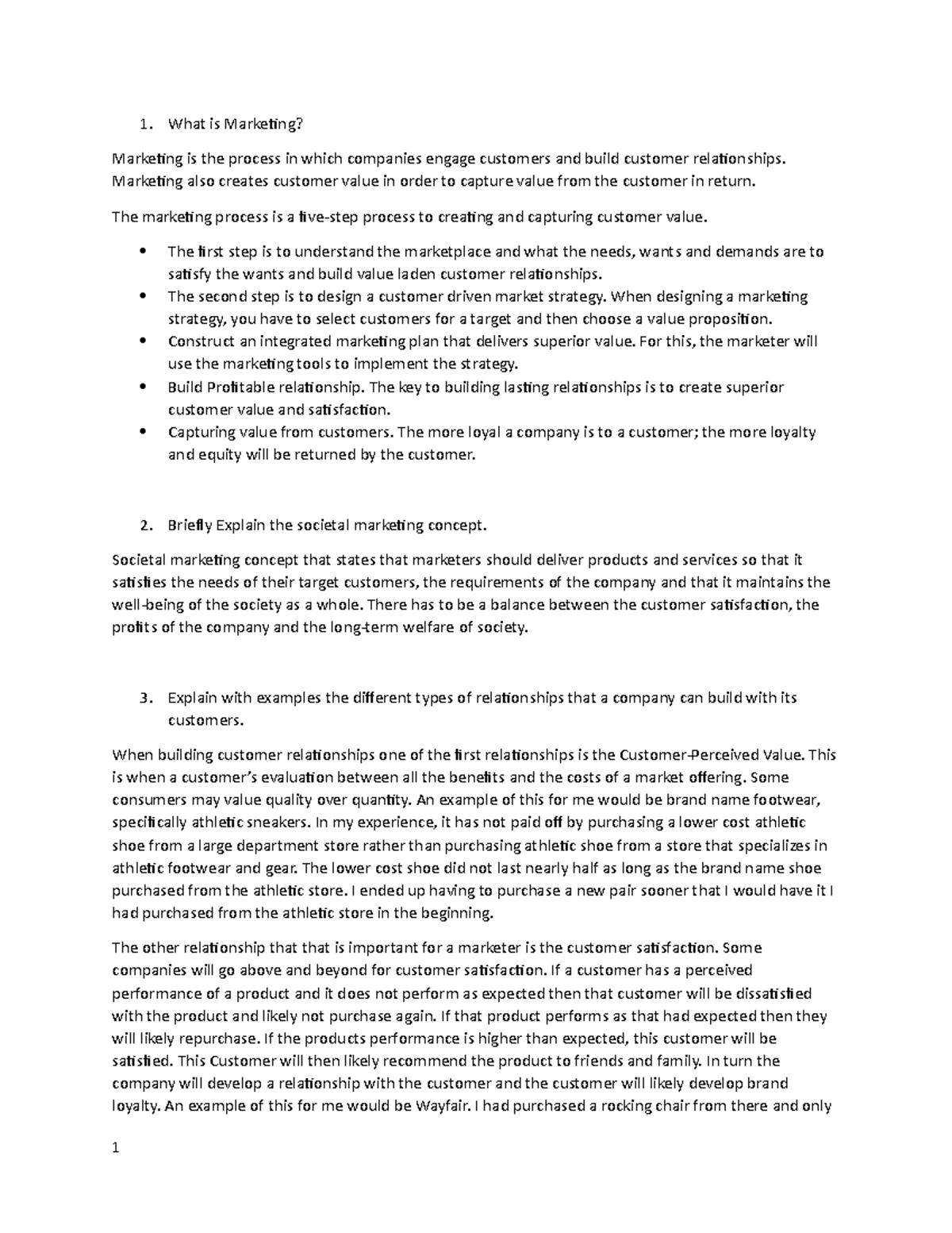 Marketing Assignment no. 1 - What is Marketing? Marketing is the ...