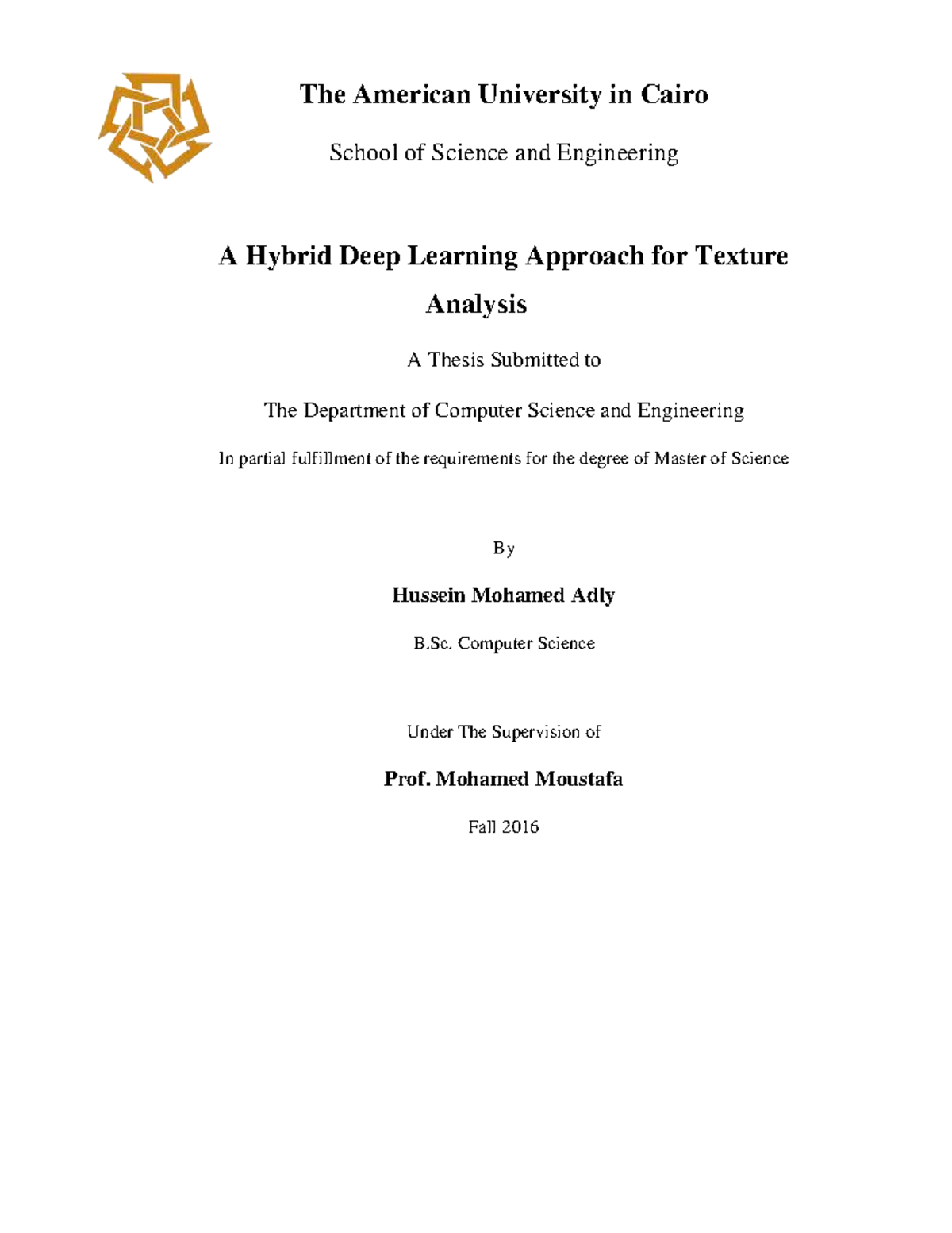 A Hybrid Deep Learning Approach for Text - The American University in Cairo School of Science ...