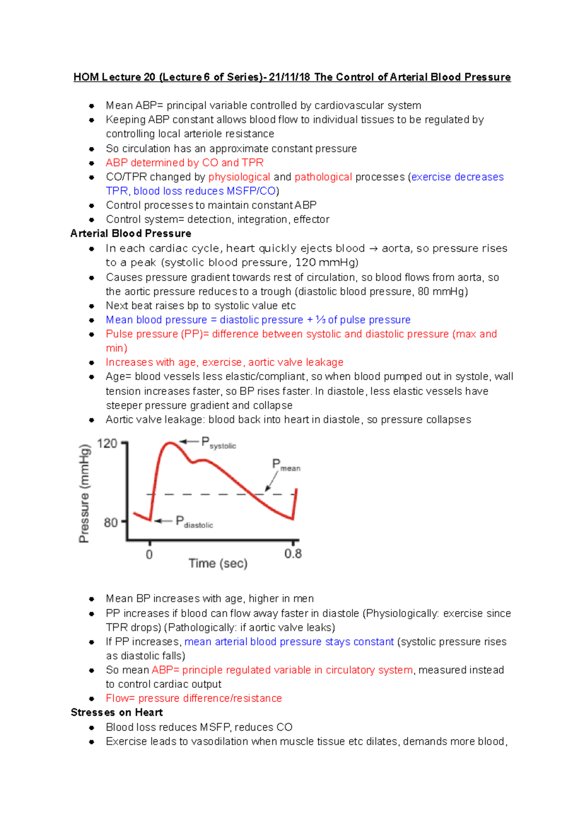 HOM Lecture 20 (Lecture 6 of Series)- The Control of Arterial Blood ...