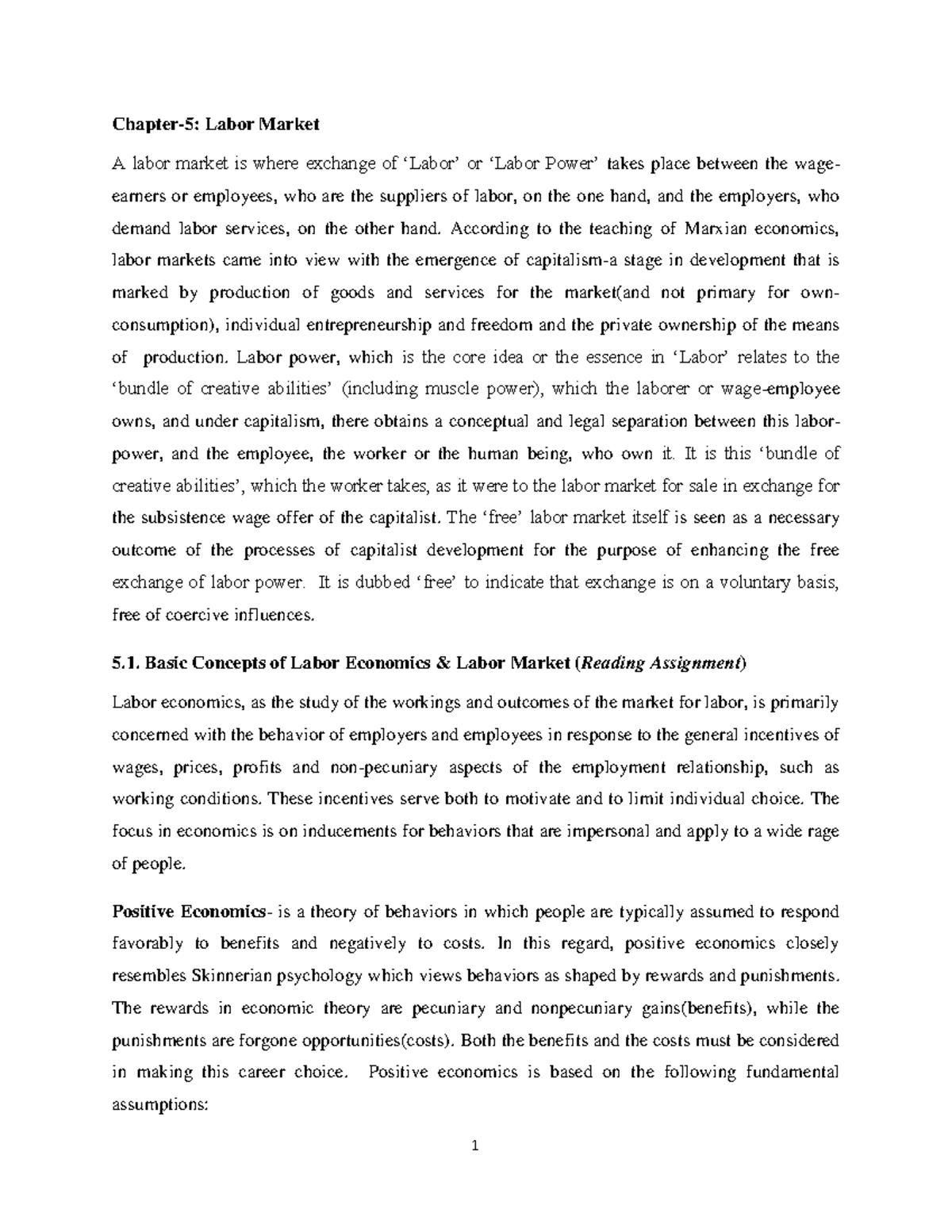 Ch-5-Labor Markets-01 - Chapter-5: Labor Market A labor market is where ...