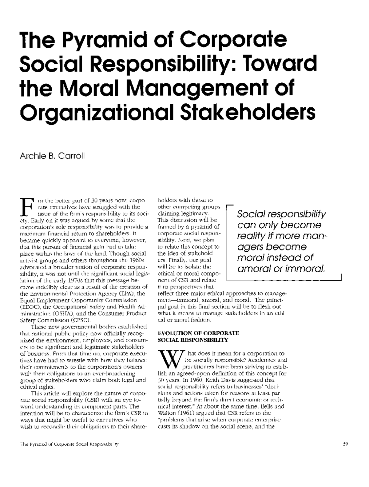 Carroll 1991 - Copy - The Pyramid of Corporate Social Responsibility ...