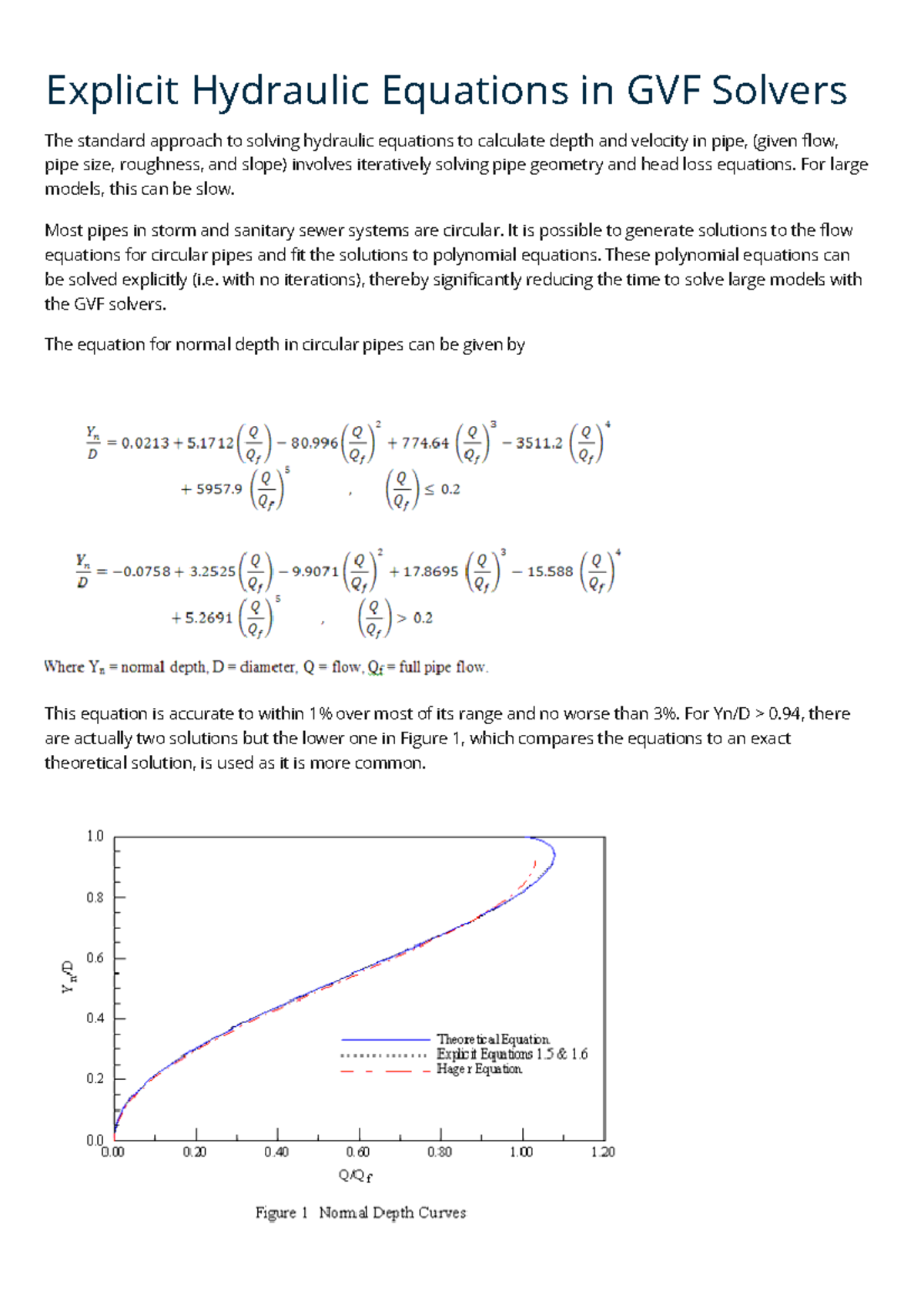 Explicit Hydraulic Equations in GVF Solvers - For large models, this ...