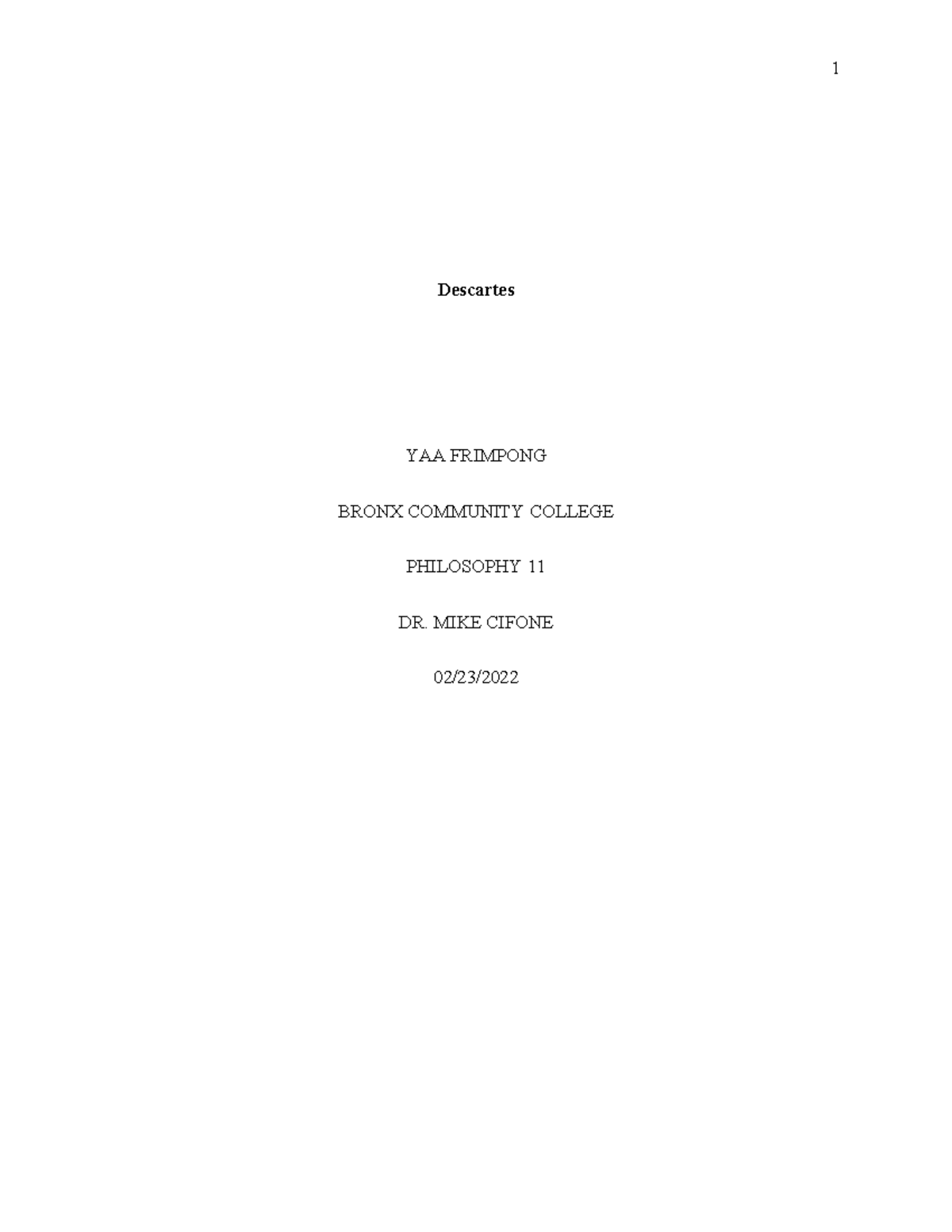 682380 - N/A - Descartes YAA FRIMPONG BRONX COMMUNITY COLLEGE ...