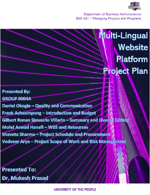 Written Assignment Unit 7 - Mukesh Prasad Date: 16th Oct 2021 Unit 7: Managing Projects and ...