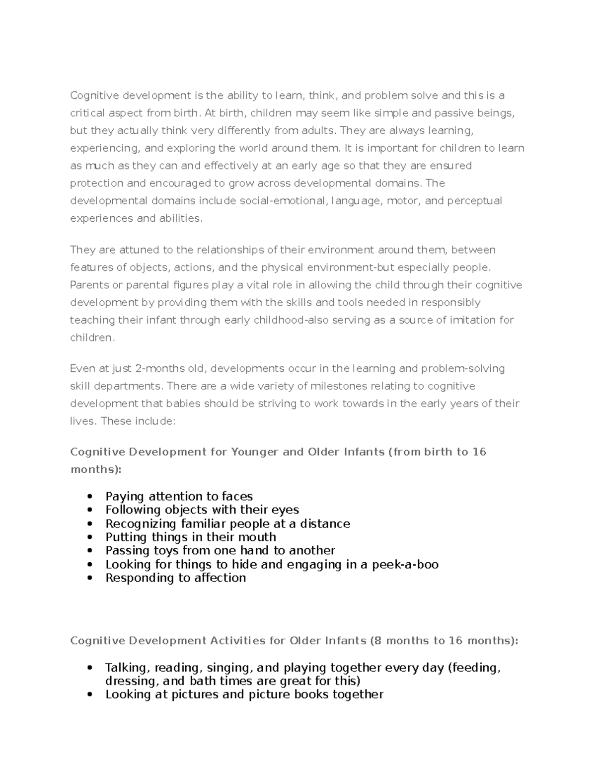 ECE 530 T1 D9 - Assignments - Cognitive development is the ability to ...