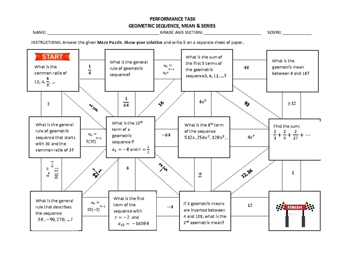 TASK-Geometric-maze - Geometric sequence, mean and series - PERFORMANCE ...