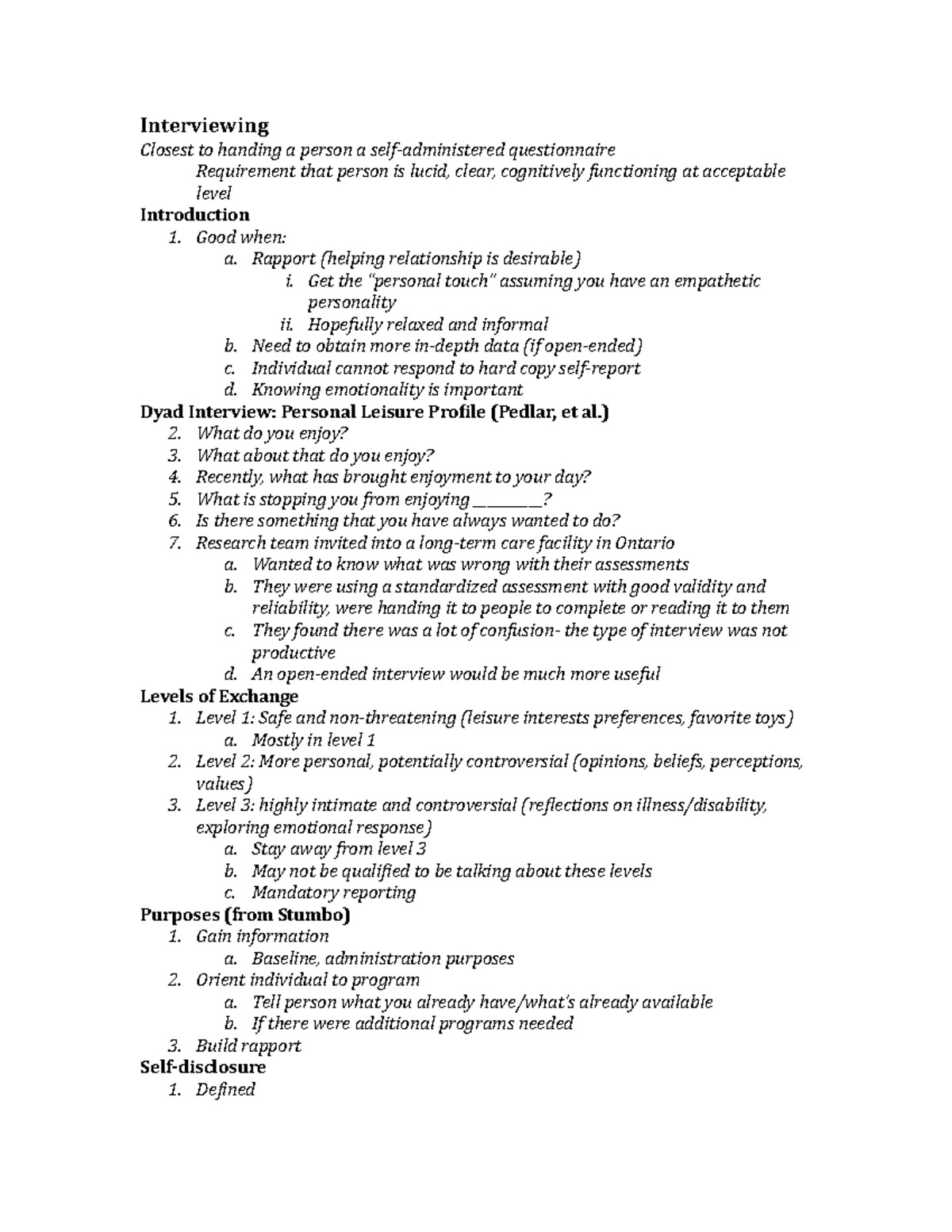 Interviewing - Lecture notes - Interviewing Closest to handing a person ...