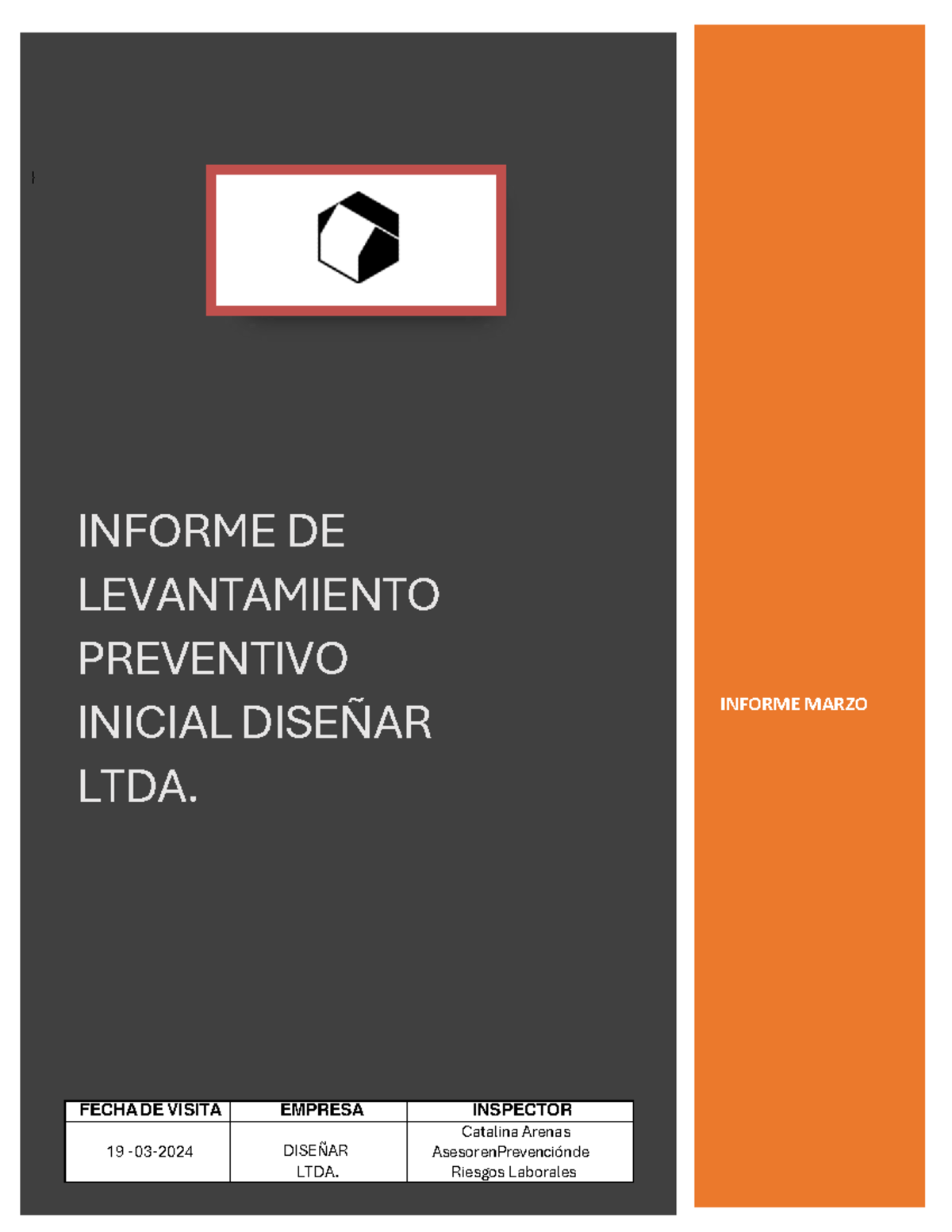 Informe Levantamiento Diseñar LTDA - } INFORME DE LEVANTAMIENTO PREVENTIVO INICIAL DISEÑAR LTDA ...