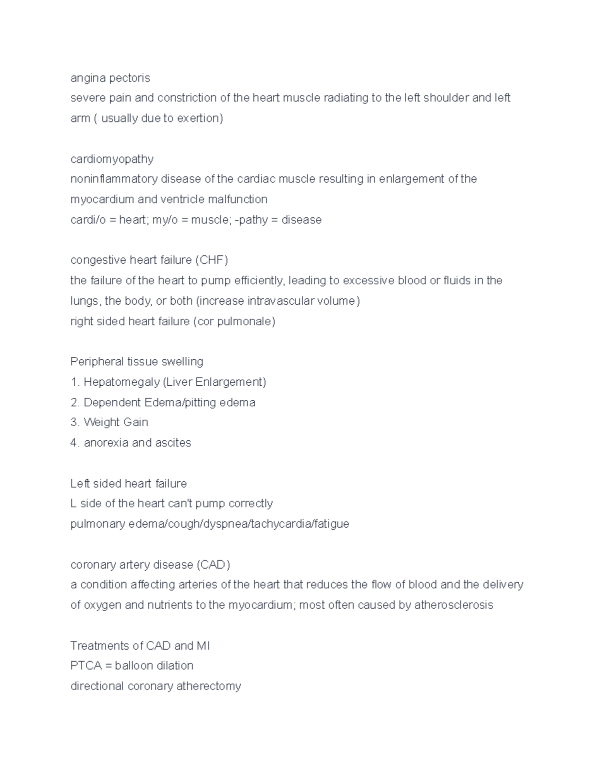 10 Cardio Notes Angina Pectoris Severe Pain And Constriction Of The