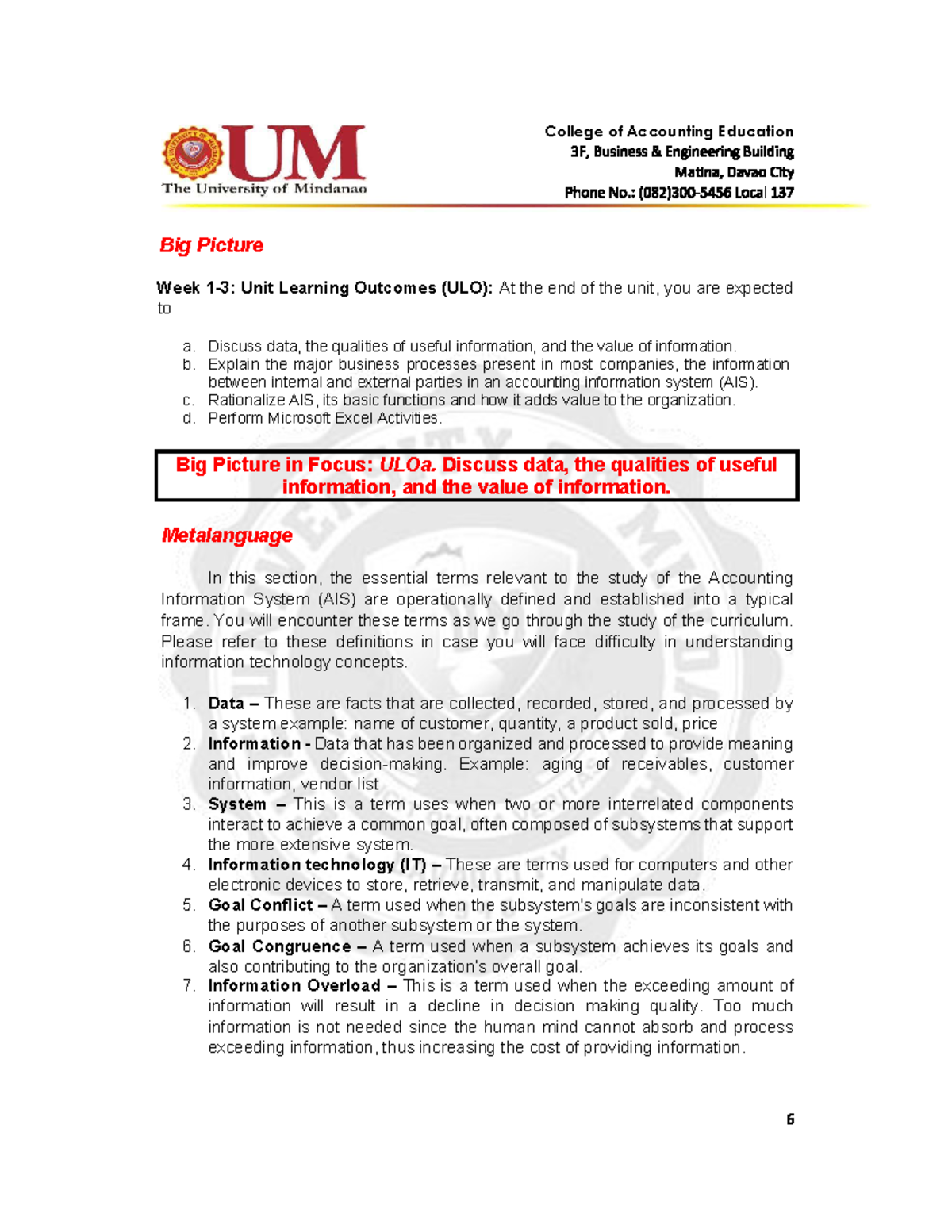 ACC 224 ULO week 1 to 3 - ACC224 SIM - Big Picture Week 1-3: Unit ...