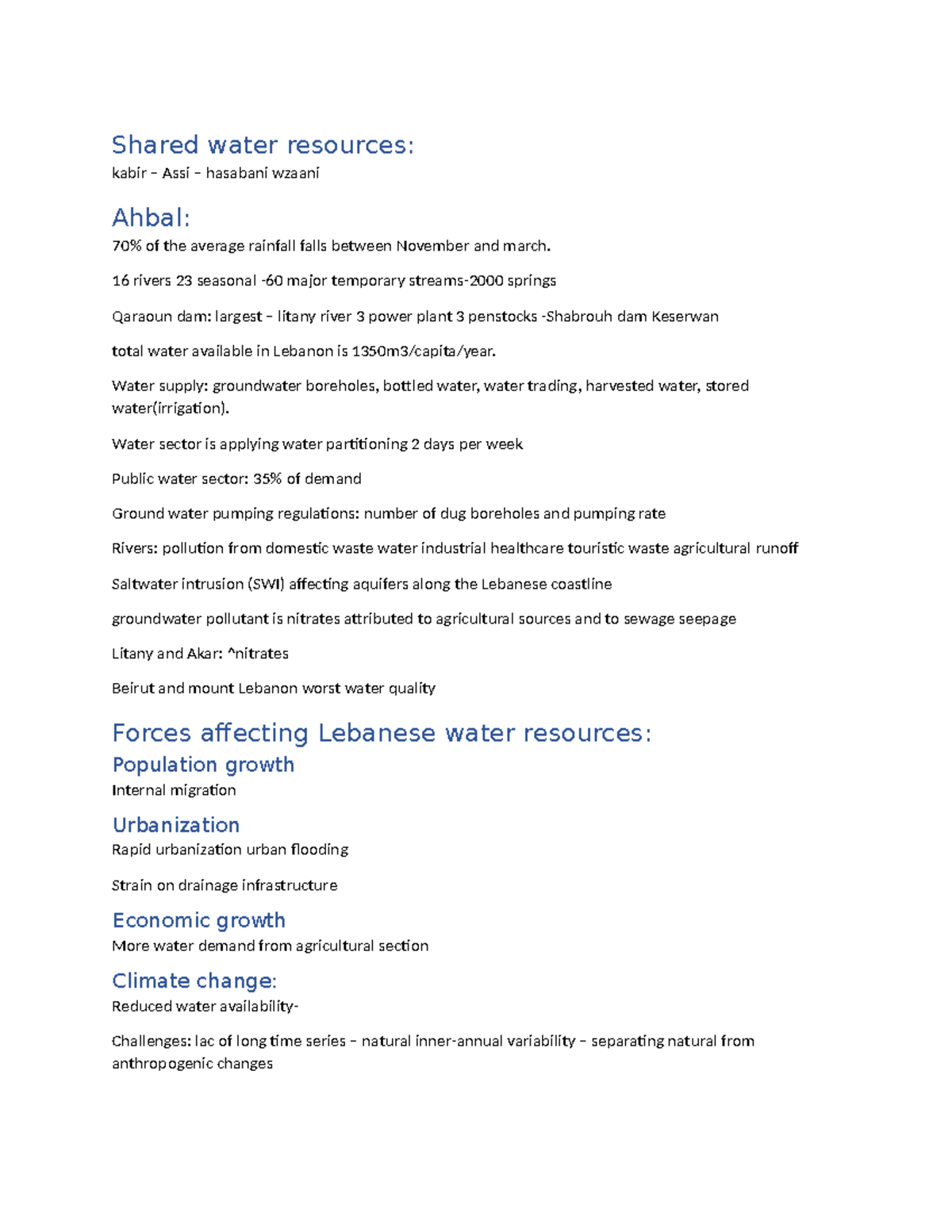 Chapter 7 - Summary water security - Shared water resources: kabir ...