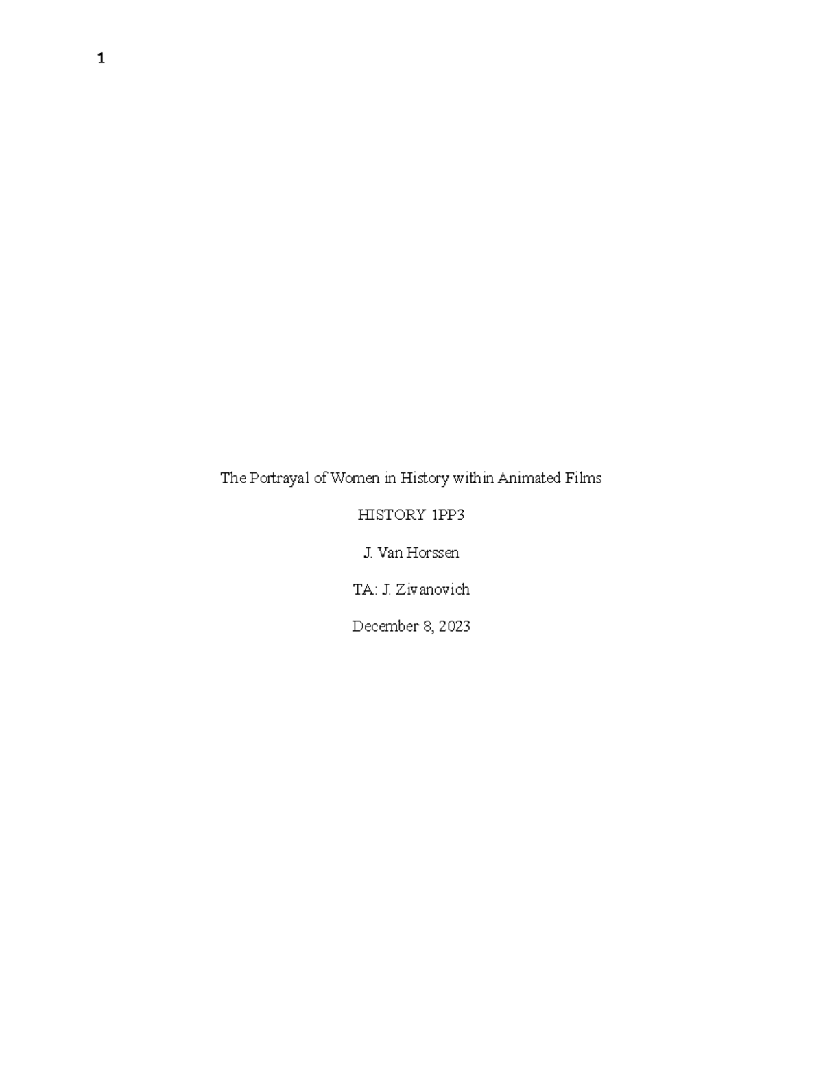 History 1PP3 Final Assignment - The Portrayal of Women in History ...